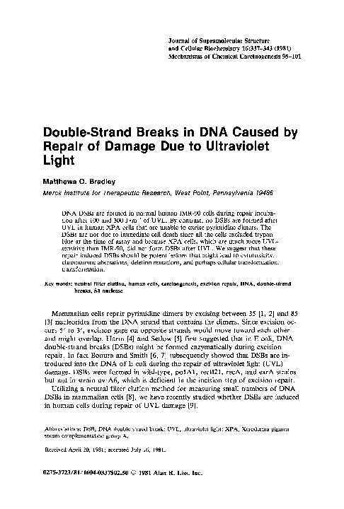 (PDF) Double-strand breaks in DNA caused by repair of damage due to ...