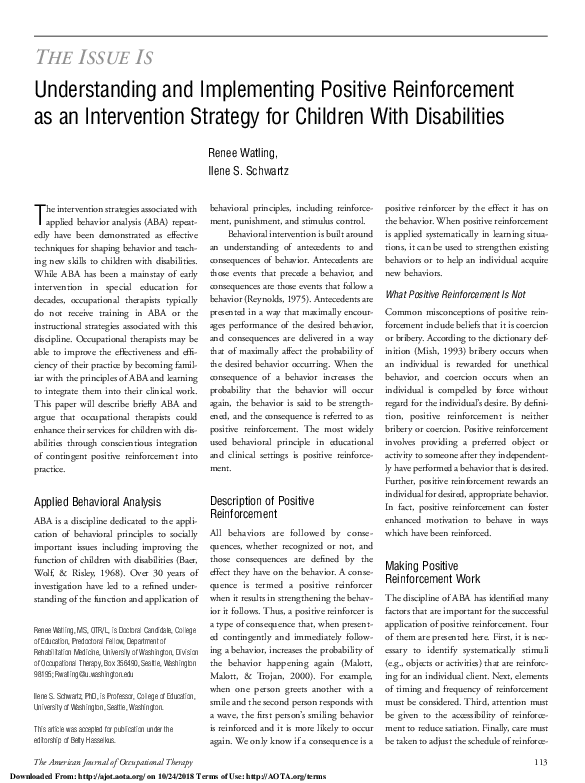 (PDF) Understanding and Implementing Positive Reinforcement as an ...