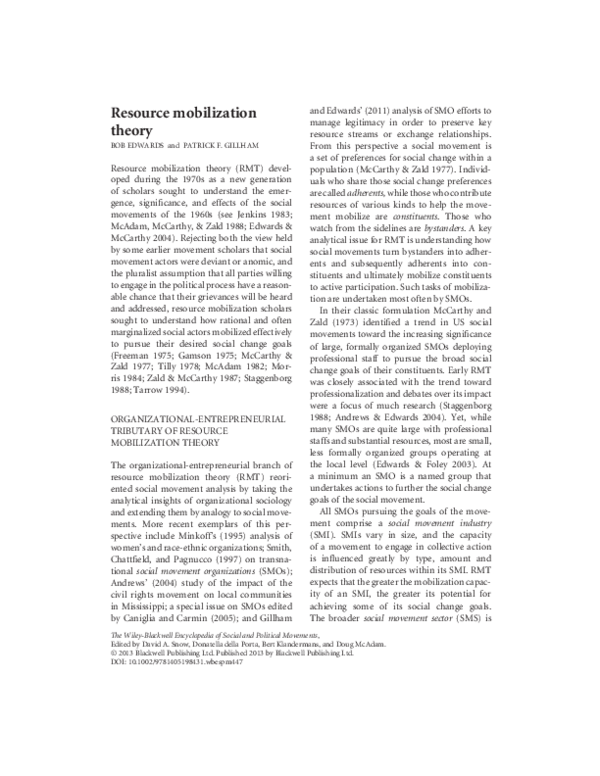 (PDF) Resource Mobilization Theory