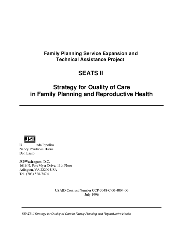(PDF) Family Planning Service Expansion and Technical Assistance ...