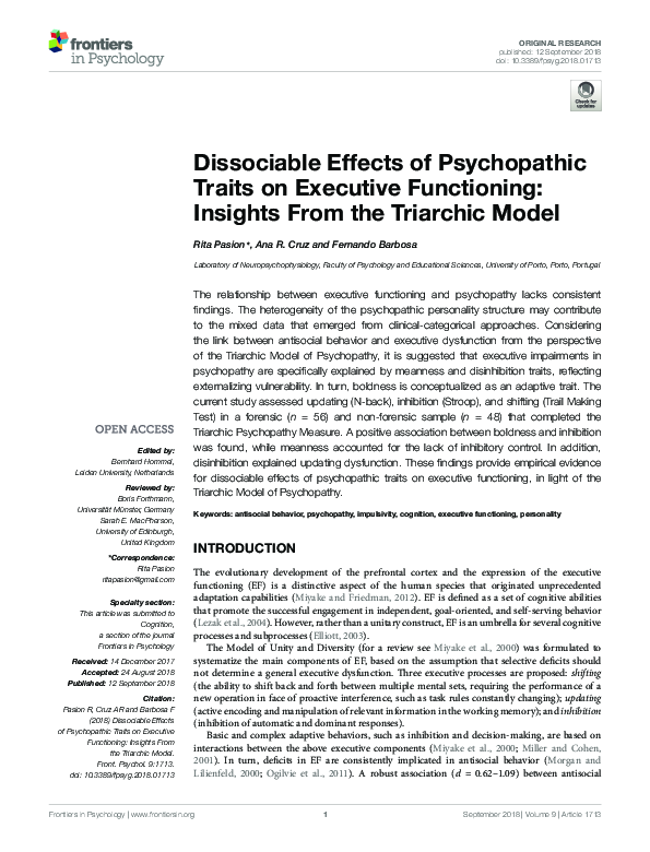 (PDF) Dissociable effects of psychopathic traits on cortical and subcortical visual pathways ...