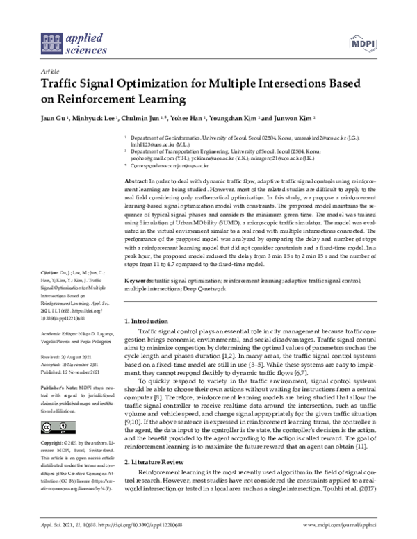 (PDF) Traffic Signal Optimization for Multiple Intersections Based on ...