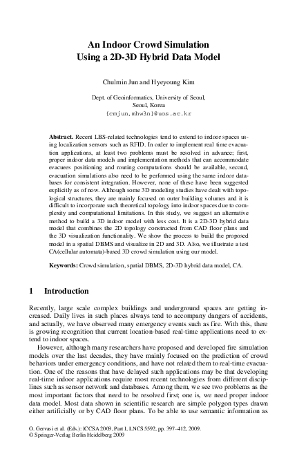 (PDF) An Indoor Crowd Simulation Using a 2D-3D Hybrid Data Model