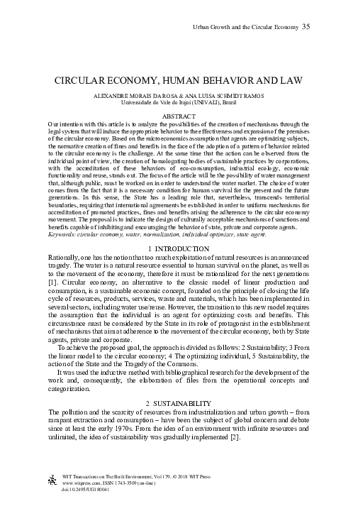 (PDF) Circular Economy, Human Behavior and Law
