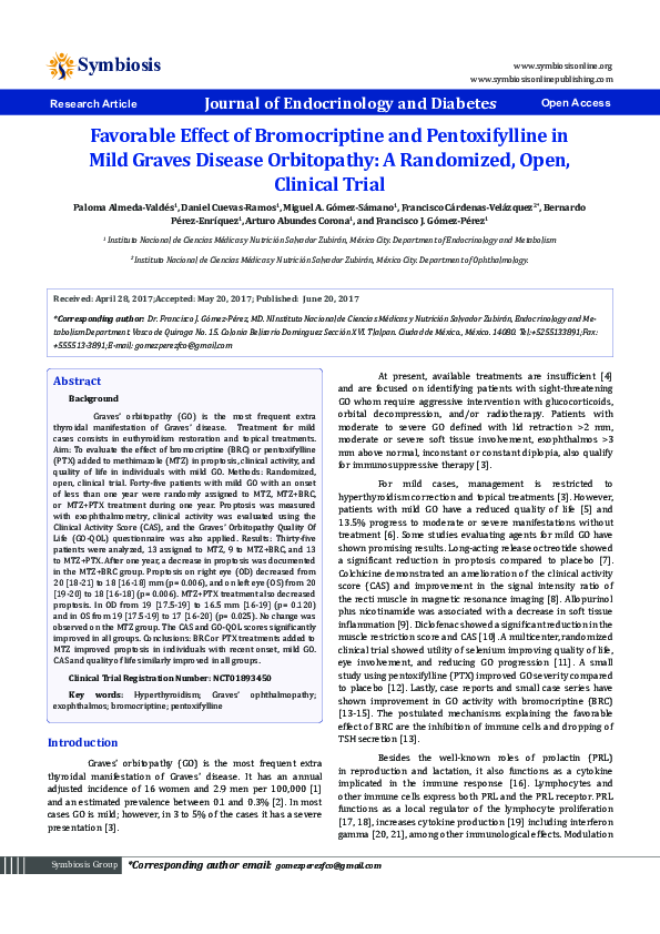 (PDF) Favorable Effect of Bromocriptine and Pentoxifylline in Mild ...