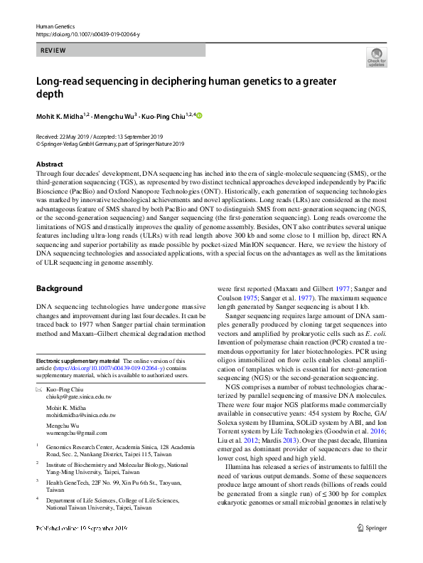 (PDF) Long-read sequencing in deciphering human genetics to a greater depth