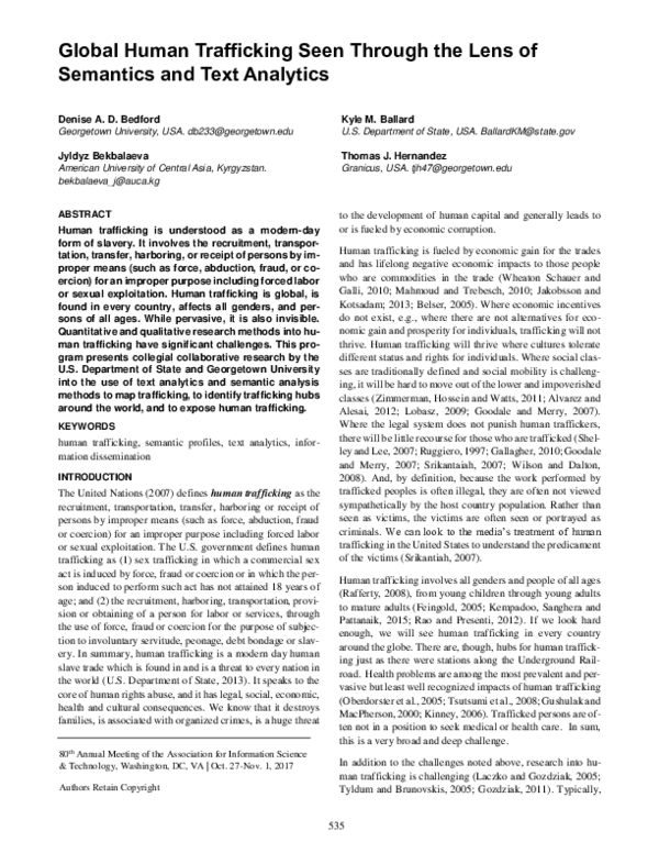 (PDF) Global human trafficking seen through the lens of semantics and text analytics