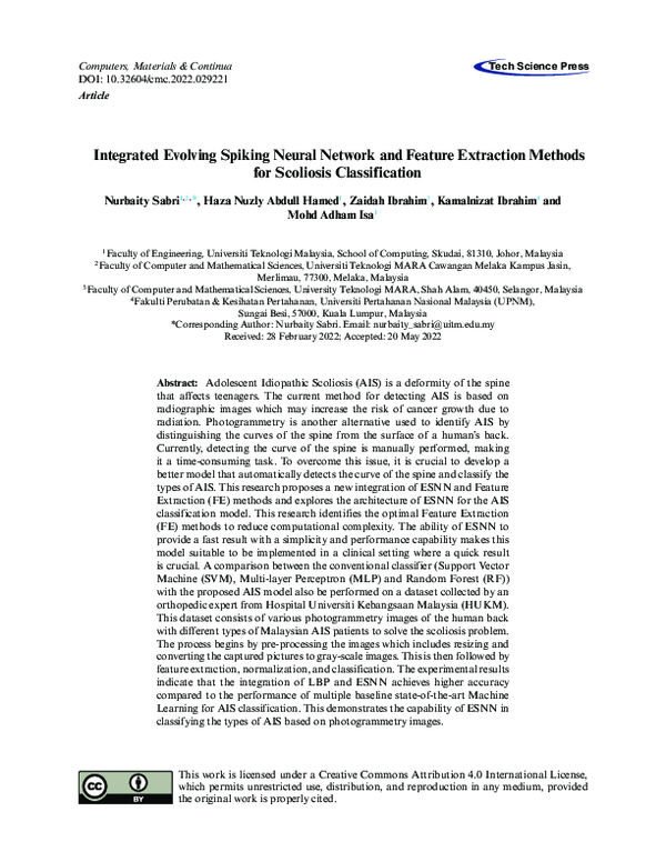 Pdf Integrated Evolving Spiking Neural Network And Feature Extraction