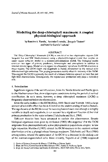 (PDF) Modelling the deep-chlorophyll maximum: A coupled physical ...