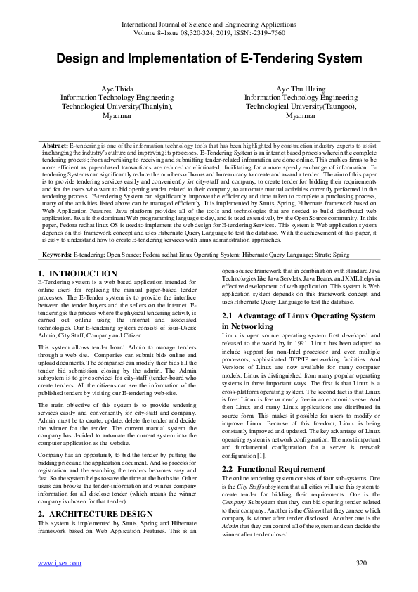 (PDF) Design and Implementation of E-Tendering System