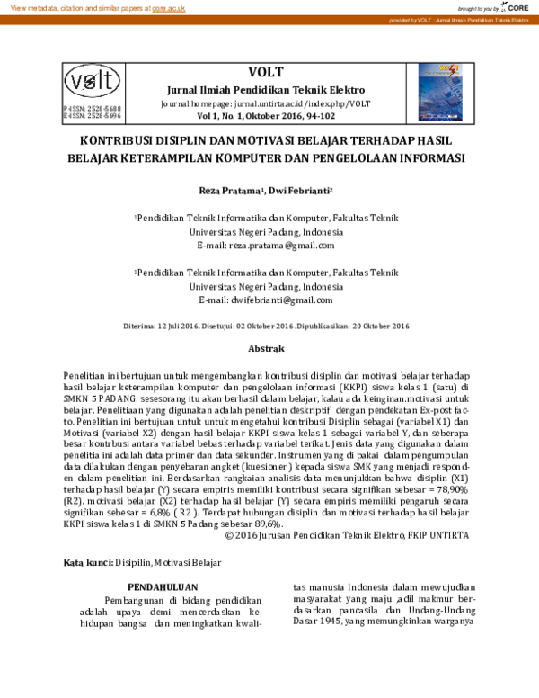 (PDF) Kontribusi Disiplin dan Motivasi Belajar Terhadap Hasil Belajar ...