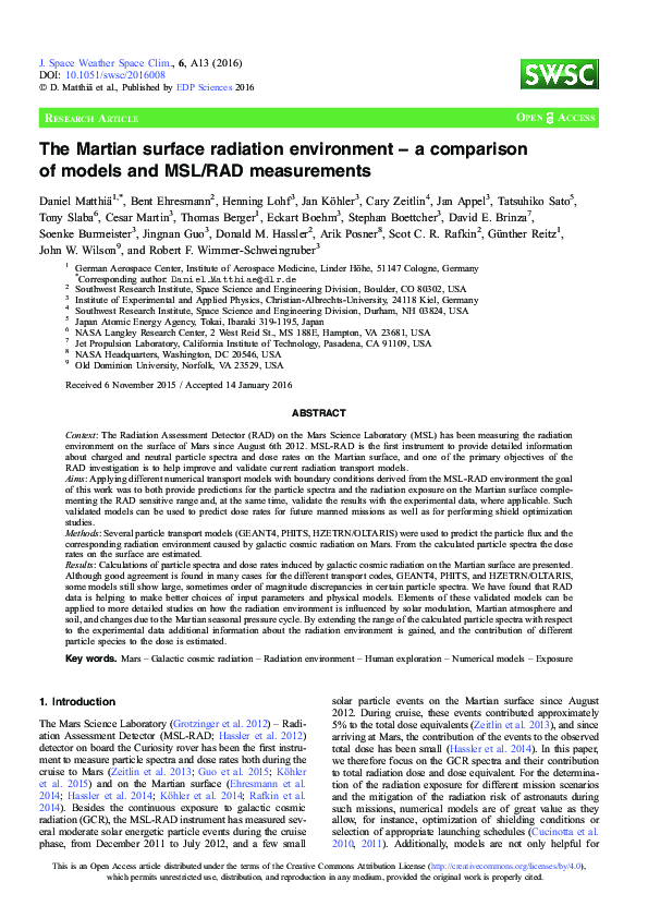 (PDF) The Martian surface radiation environment – a comparison of ...