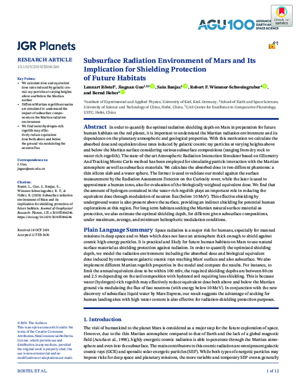 (PDF) Subsurface Radiation Environment of Mars and Its Implication for ...
