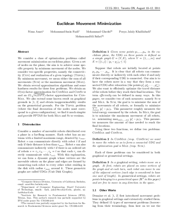 (PDF) Euclidean movement minimization | mohammad azam fazli - Academia.edu