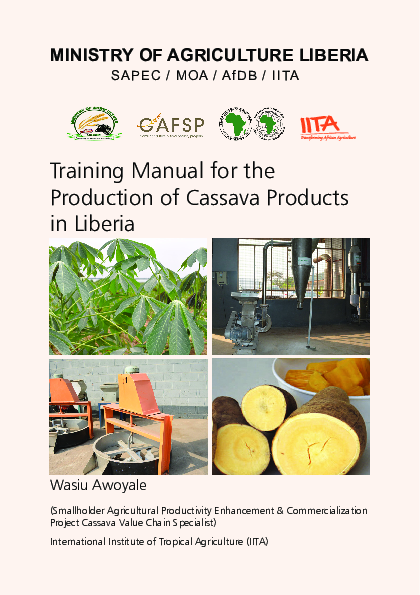 Pdf Training Manual For The Production Of Cassava Products In Liberia