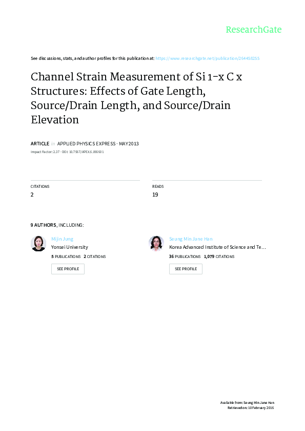 (PDF) Channel Strain Measurement of Si 1- x C x Structures: Effects of ...