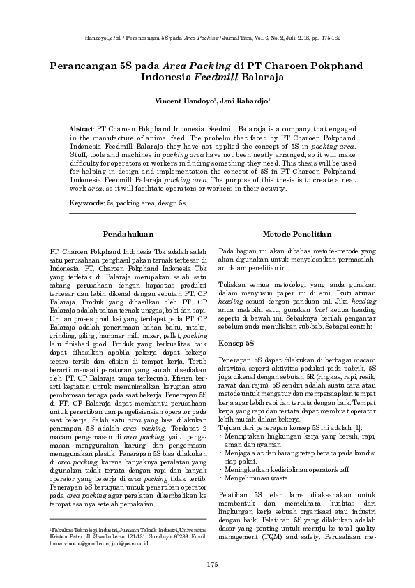 (PDF) Perancangan 5S pada Area Packing di PT Charoen Pokphand Indonesia ...