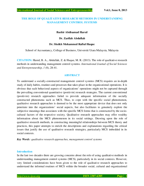 (PDF) The Role of Qualitative Research Methods in Understanding ...