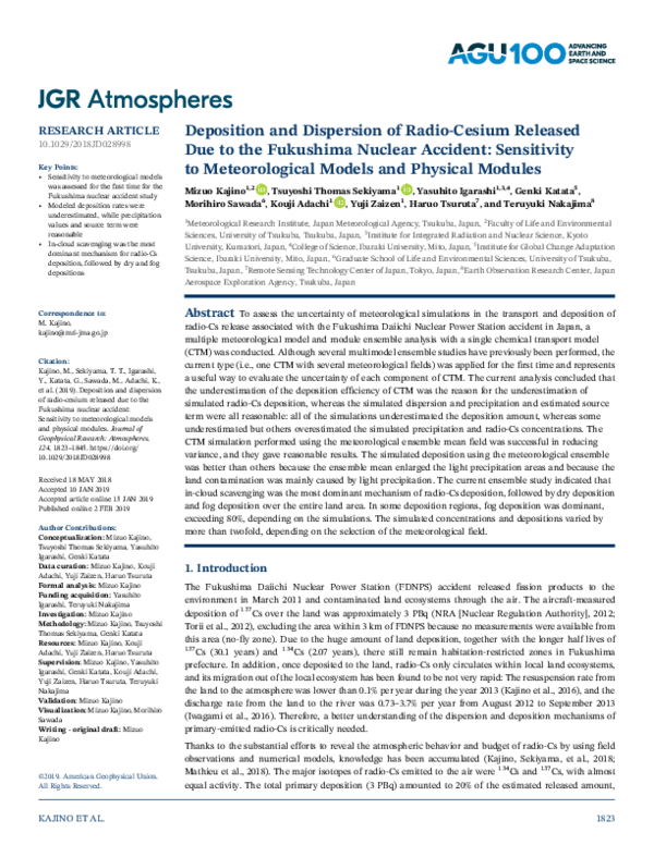 (PDF) Deposition and Dispersion of Radio-Cesium Released Due to the ...