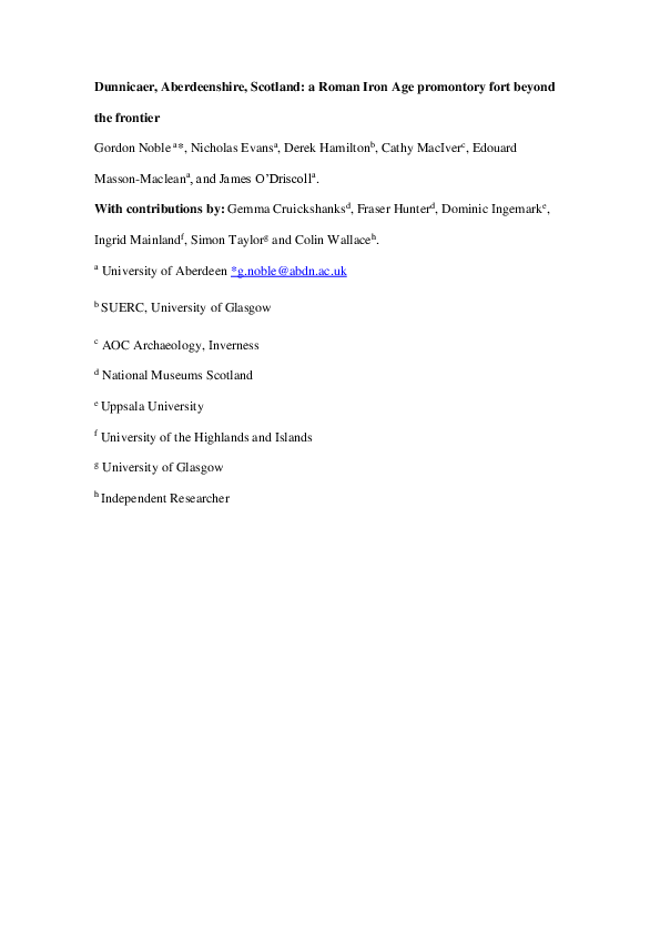 (PDF) Dunnicaer, Aberdeenshire, Scotland: a Roman Iron Age promontory ...
