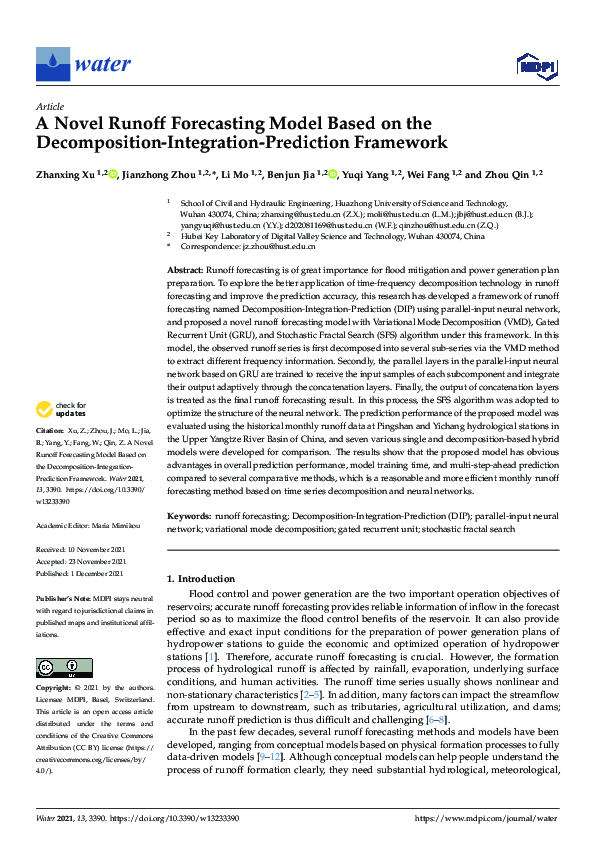 (PDF) A Novel Runoff Forecasting Model Based on the Decomposition-Integration-Prediction Framework