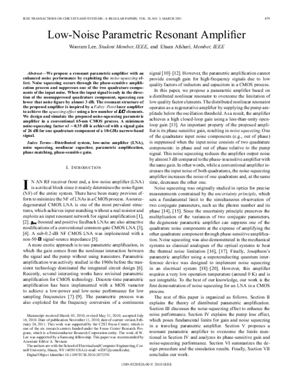 (PDF) Low-Noise Parametric Resonant Amplifier