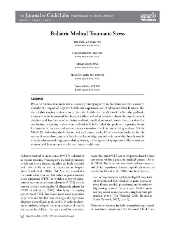 (PDF) Pediatric Medical Traumatic Stress