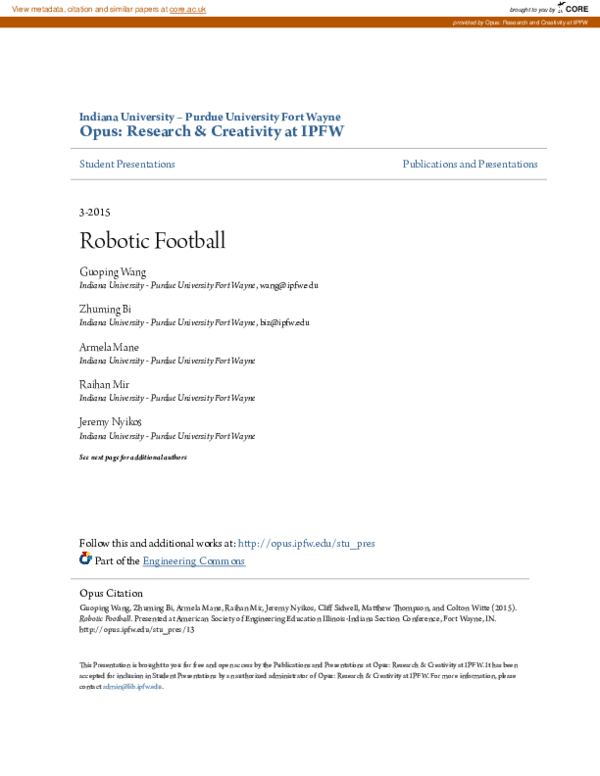 (PDF) Robotic Football