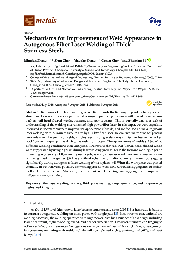 (PDF) Mechanisms for Improvement of Weld Appearance in Autogenous Fiber ...