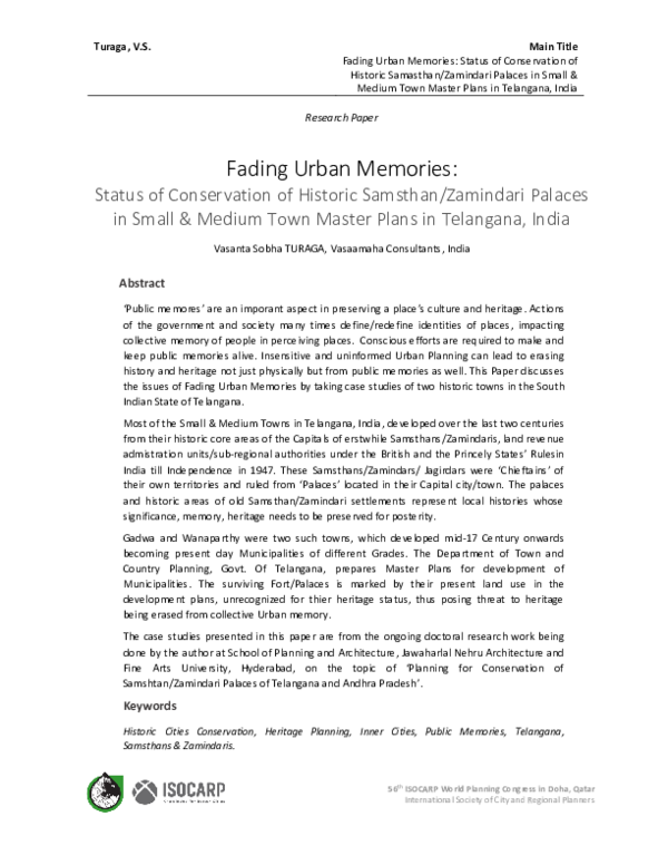 (PDF) Fading urban memories: status of conservation of historic ...