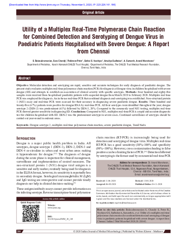 Pdf Utility Of A Multiplex Real Time Polymerase Chain Reaction For Combined Detection And
