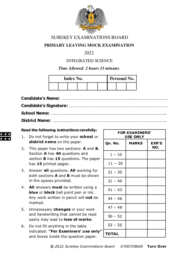 (PDF) SUREKEY EXAMINATIONS BOARD