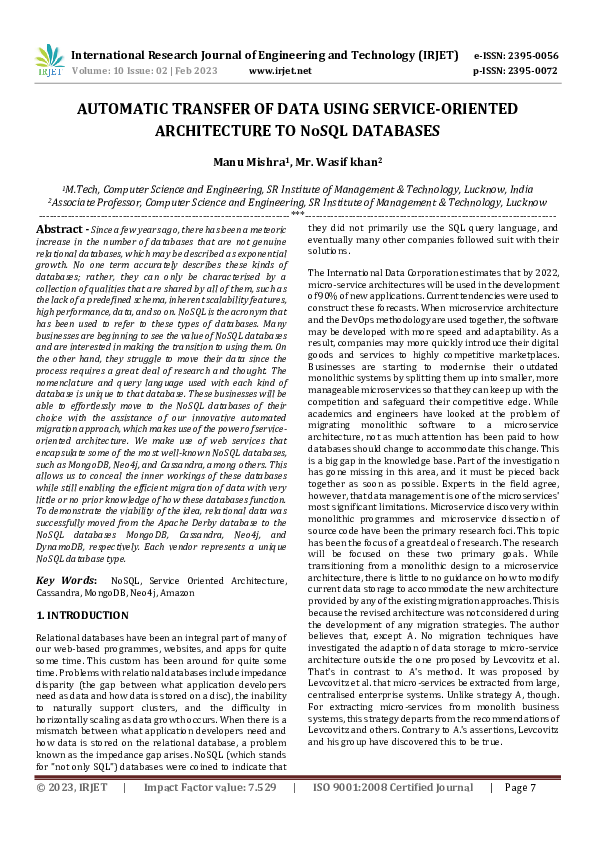 Pdf Automatic Transfer Of Data Using Service Oriented Architecture To 6073