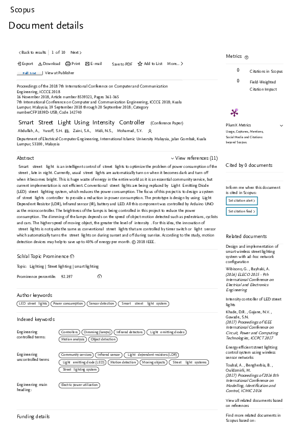 (PDF) Smart Street Light Using Intensity Controller