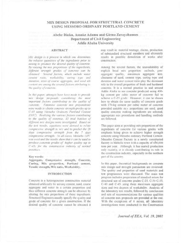 (PDF) Mix design proposal for structural concrete using messobo ...