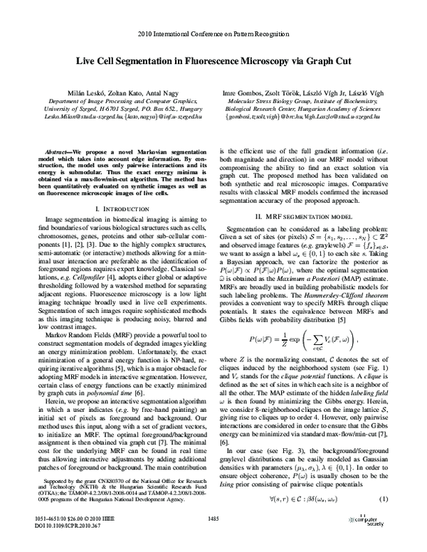 (PDF) Live Cell Segmentation in Fluorescence Microscopy via Graph Cut