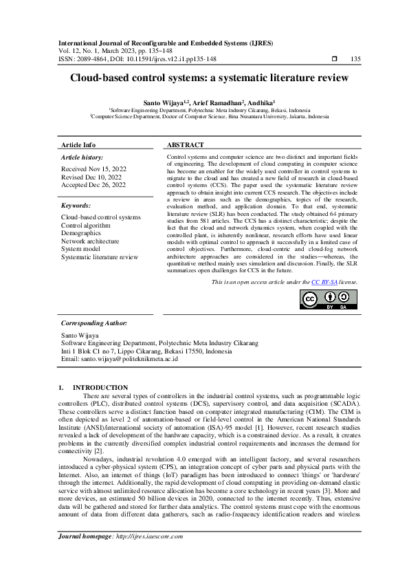 (PDF) Cloud-based control systems: a systematic literature review