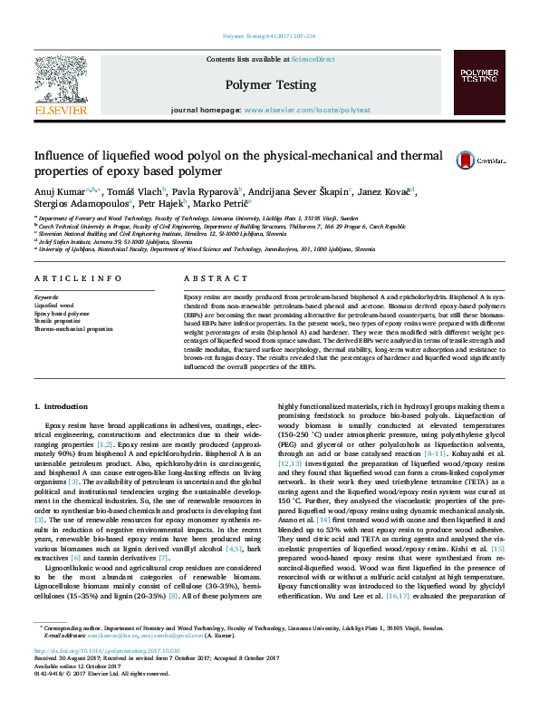 (PDF) Influence of liquefied wood polyol on the physical-mechanical and ...