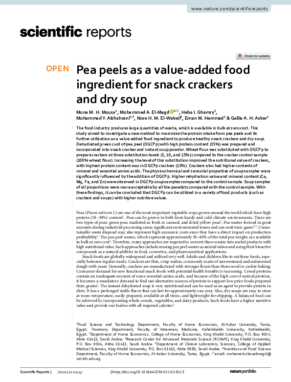 (PDF) Pea peels as a value-added food ingredient for snack crackers and ...