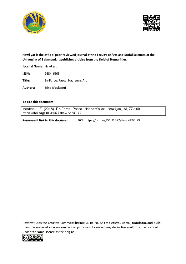 (PDF) En-Force: Pascal Hachem’s Art