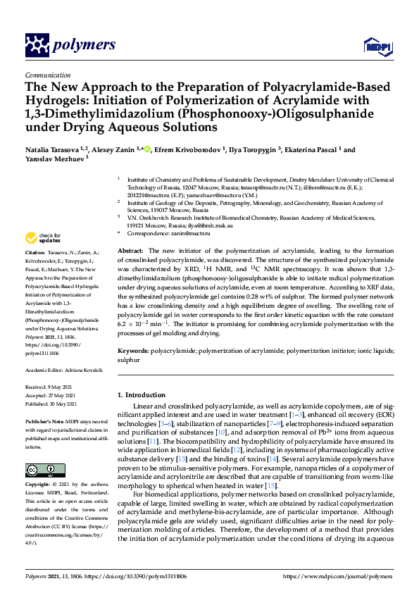 (PDF) The New Approach to the Preparation of Polyacrylamide-Based ...