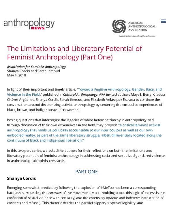 (PDF) The Limitations and Liberatory Potential of Feminist Anthropology ...