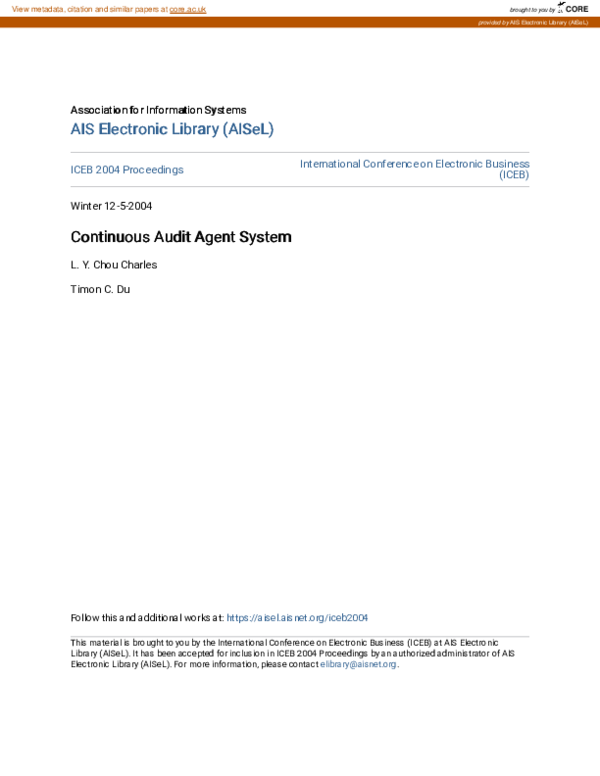 (PDF) Continuous Audit Agent System