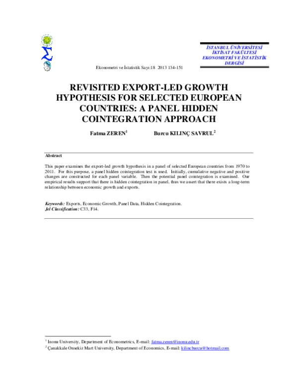 (PDF) Revisited Export-Led Growth Hypothesis for Selected European Countries: A Panel Hidden ...