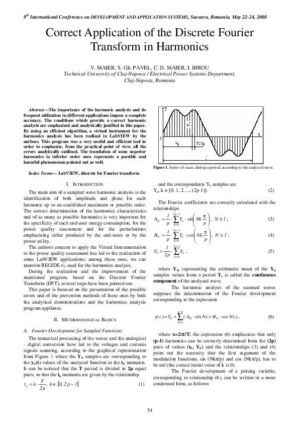 (PDF) Correct Application of the Discrete Fourier Transform in Harmonics