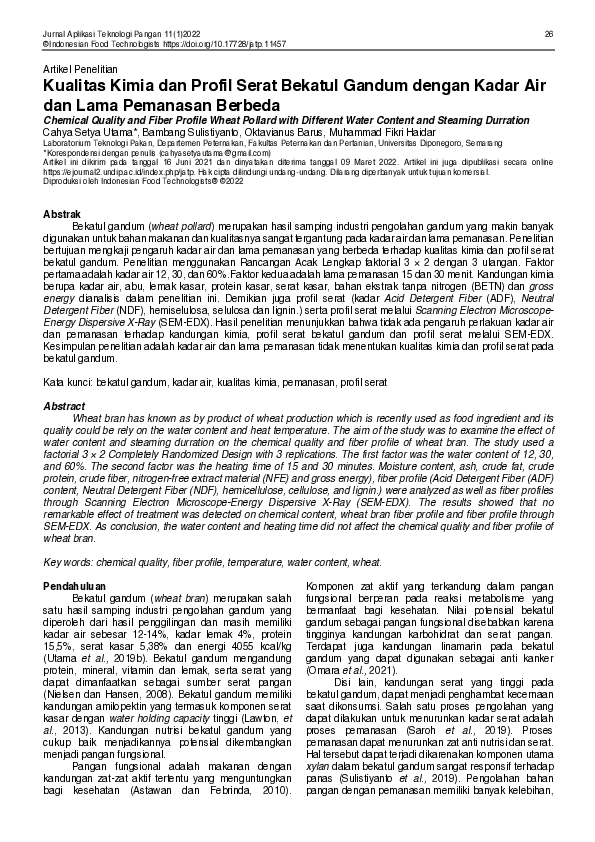 (PDF) Kualitas Kimia dan Profil Serat Bekatul Gandum dengan Kadar Air ...