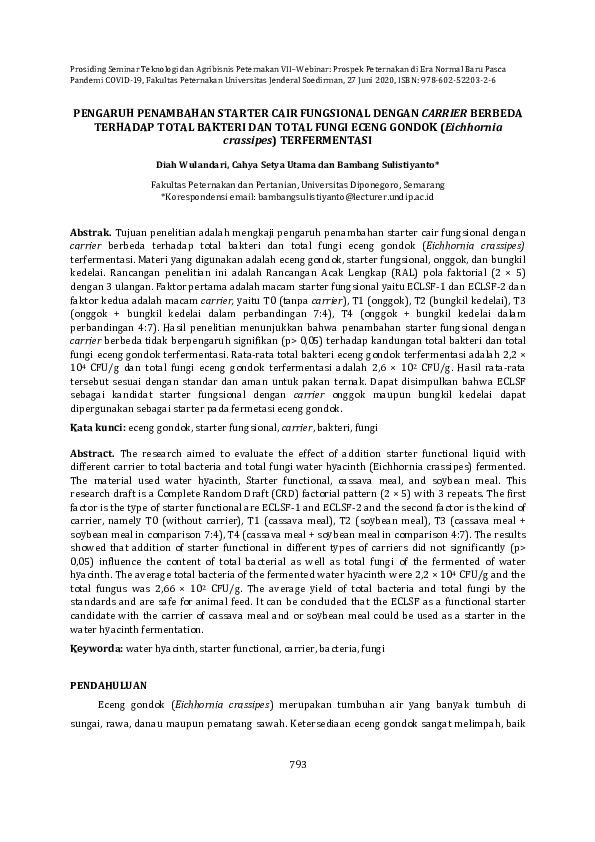 (PDF) PENGARUH PENAMBAHAN STARTER CAIR FUNGSIONAL DENGAN CARRIER BERBEDA TERHADAP TOTAL BAKTERI ...
