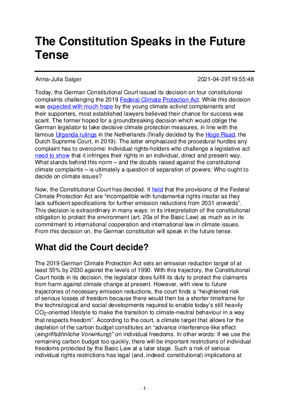 (PDF) The Constitution Speaks in the Future Tense