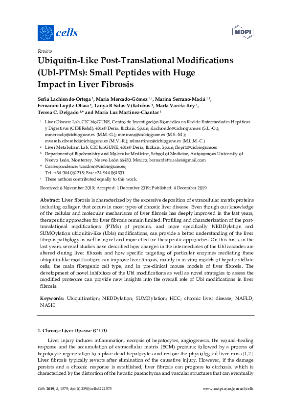 (PDF) Ubiquitin-Like Post-Translational Modifications (Ubl-PTMs): Small ...