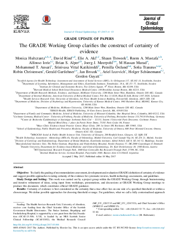 (PDF) The GRADE Working Group clarifies the construct of certainty of ...